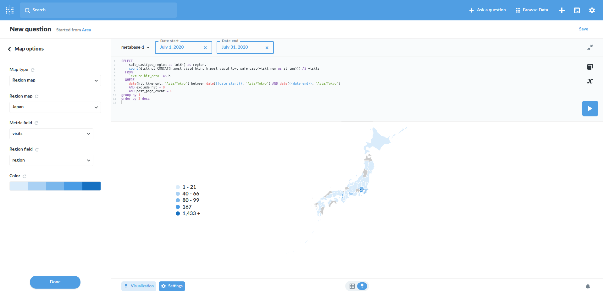 Metabase: カスタムマップで日本地図を追加する - MarTech・データ基盤・AI活用の技術ブログ |Exture Data & MarTech Lab